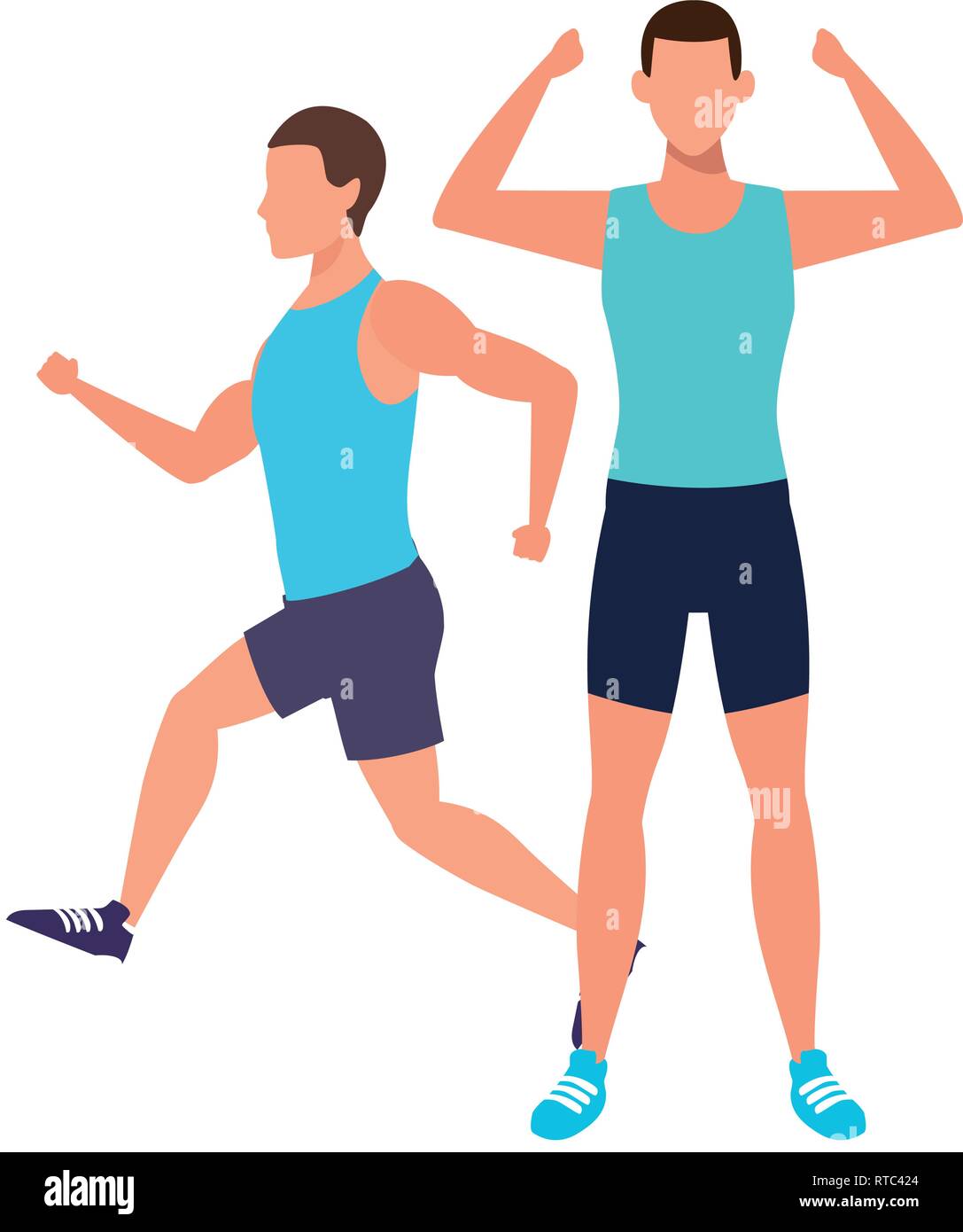 Men exercising together Stock Vector Images - Alamy