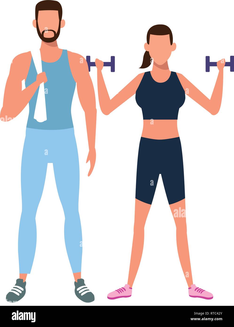 Couple exercising outdoors Stock Vector Images - Alamy