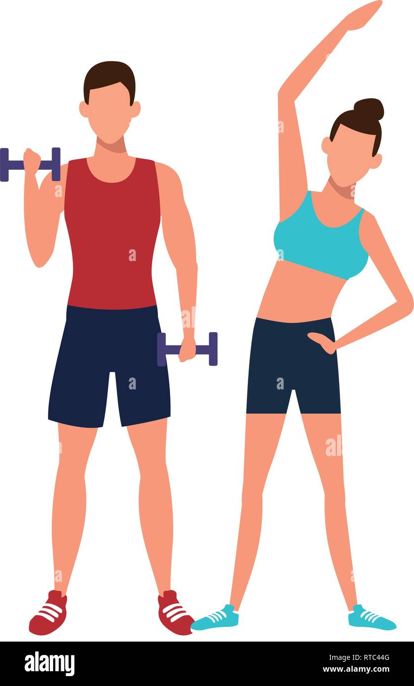 Couple exercising outdoors Stock Vector Images - Alamy