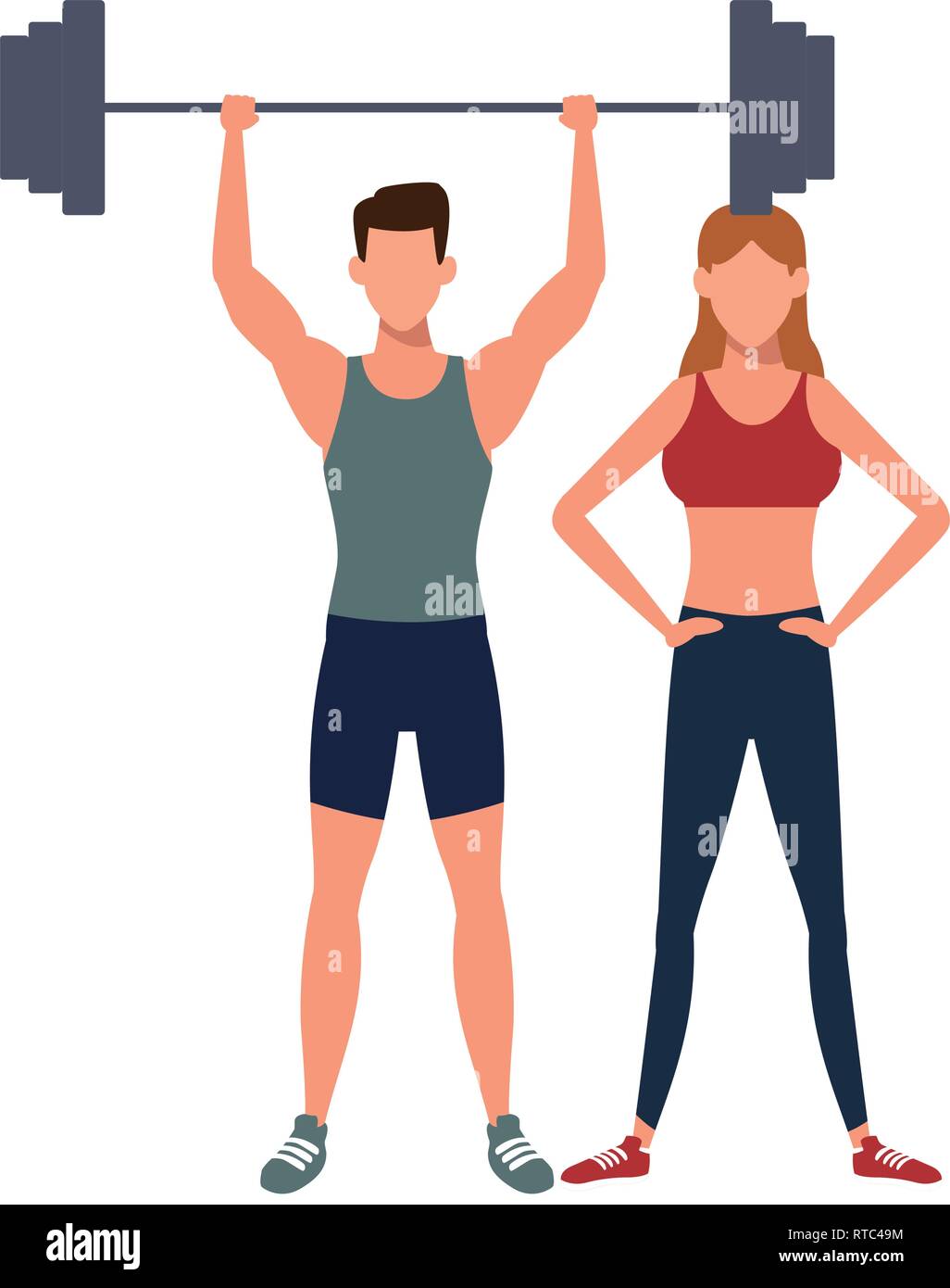 Couple working out gym Stock Vector Images - Alamy