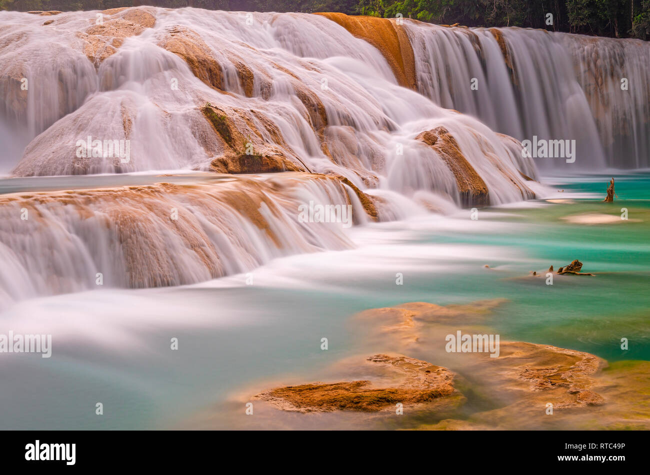 Turquoise waters of the Agua Azul cascades and waterfalls in the ...