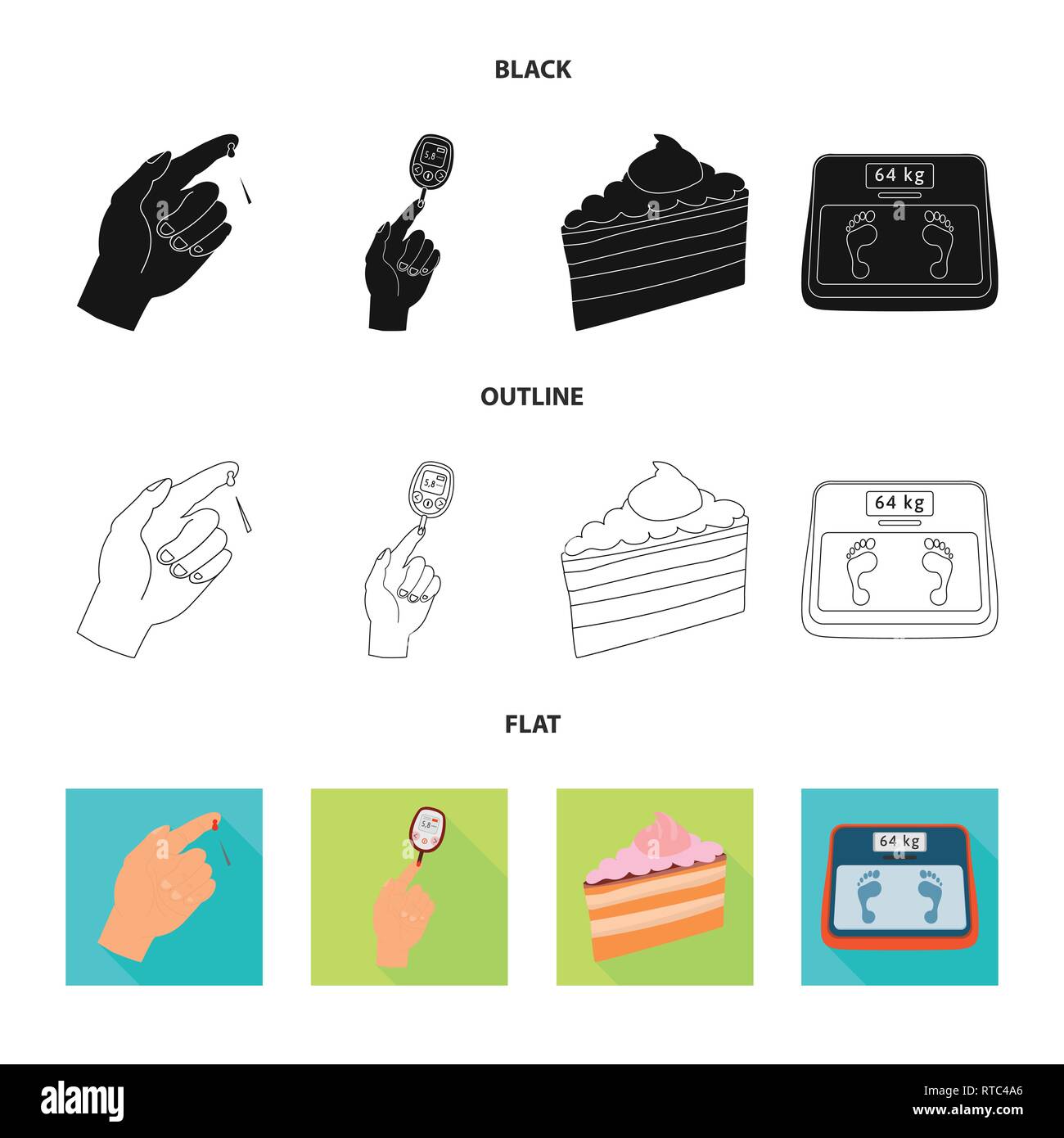 Vector design of diet and treatment symbol. Set of diet and medicine ...