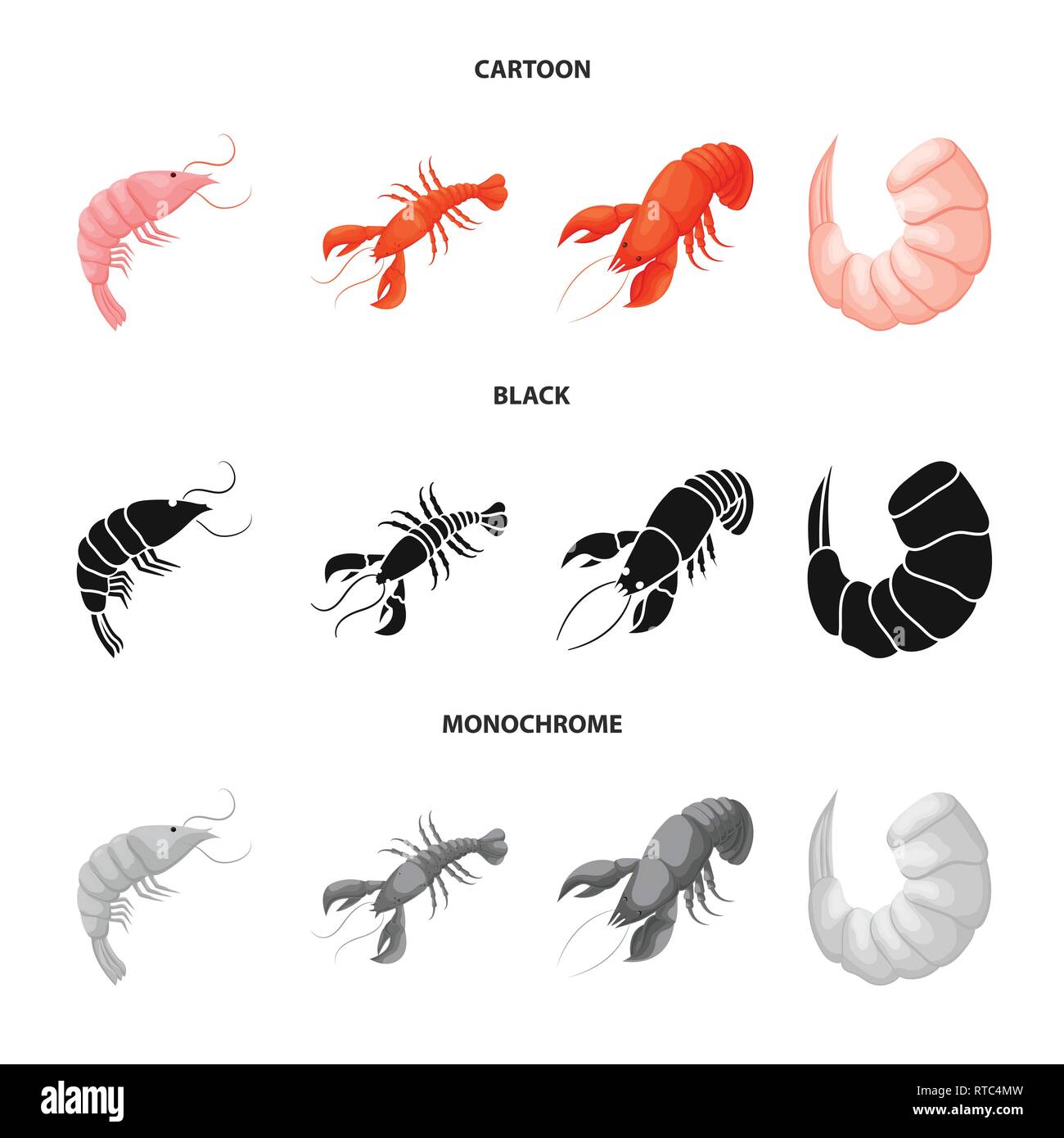 Vector illustration of appetizer and ocean icon. Collection of ...