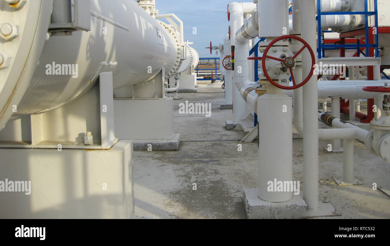The oil refinery. Equipment for primary oil refining Stock Photo - Alamy