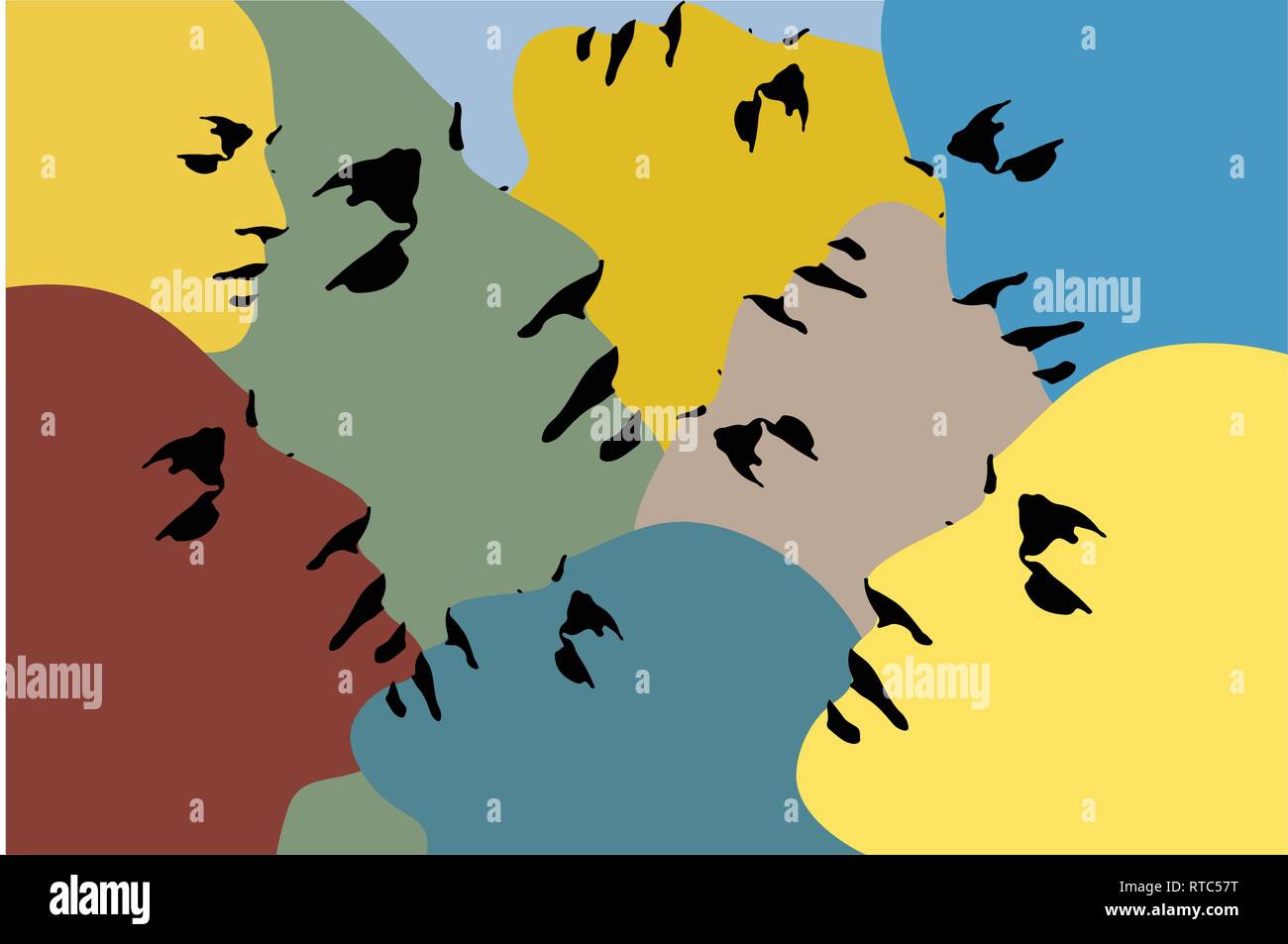 Collage - Human heads - Vector Illustration - Printable, editable ...