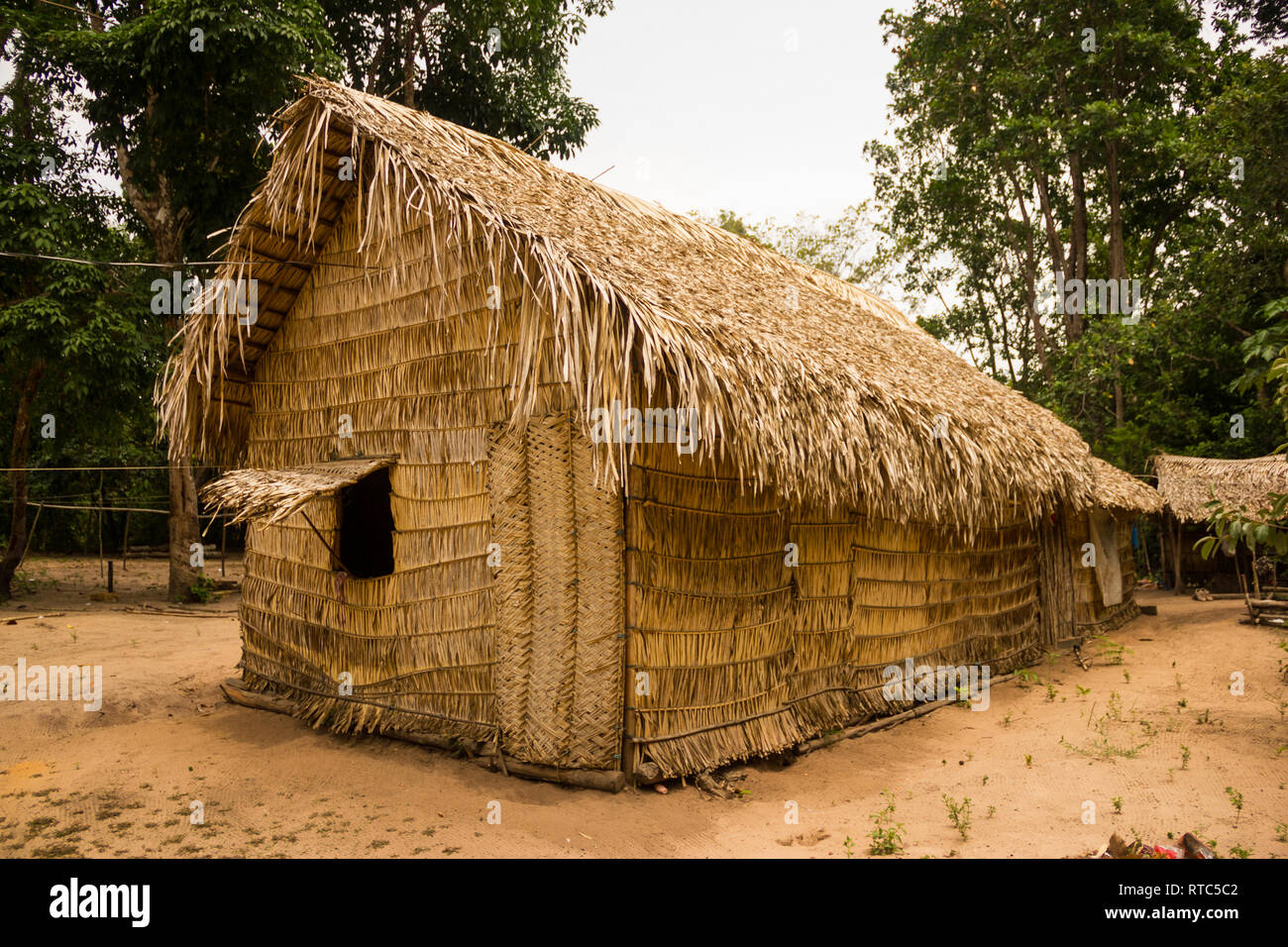 SANTAREM, BRAZIL - NOVEMBER 2013: Traditional Amazon Straw House at ...