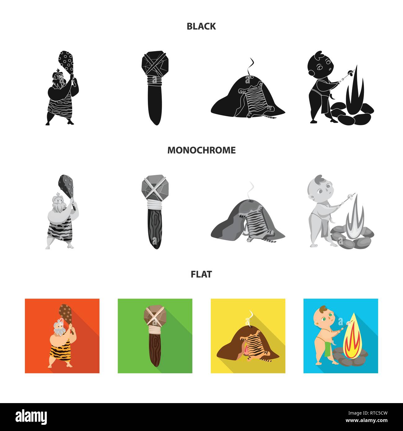 Isolated object of evolution and prehistory icon. Collection of ...