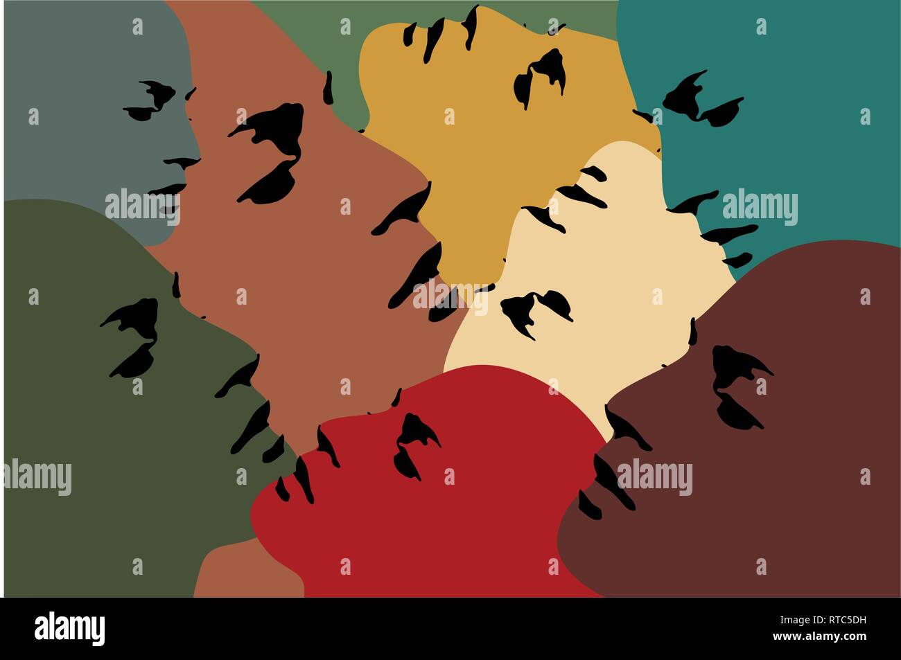 Collage - Human heads - Vector Illustration - Printable, editable ...