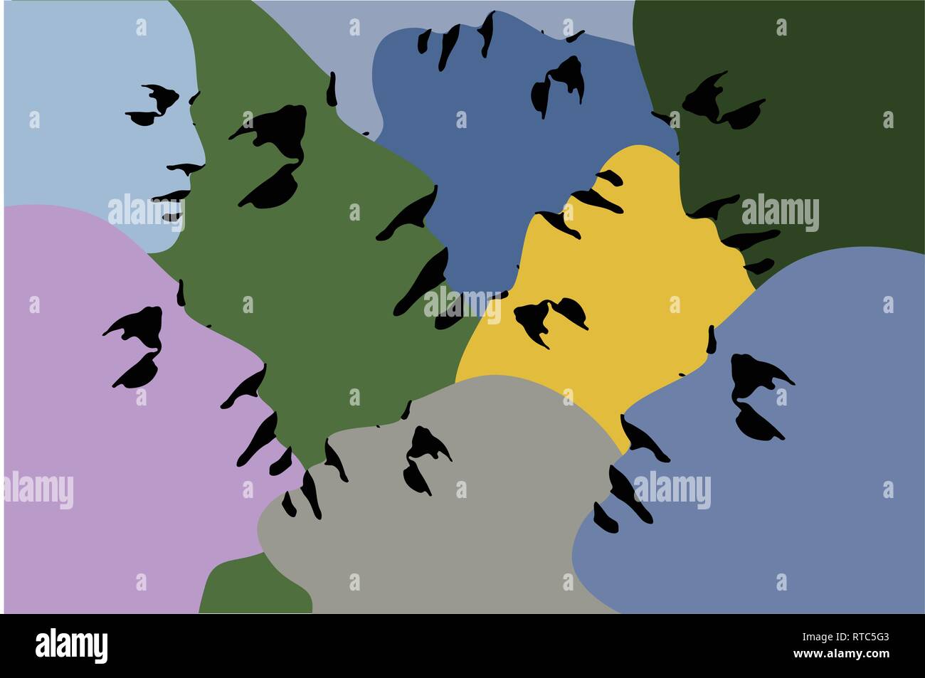 Collage - Human heads - Vector Illustration - Printable, editable ...