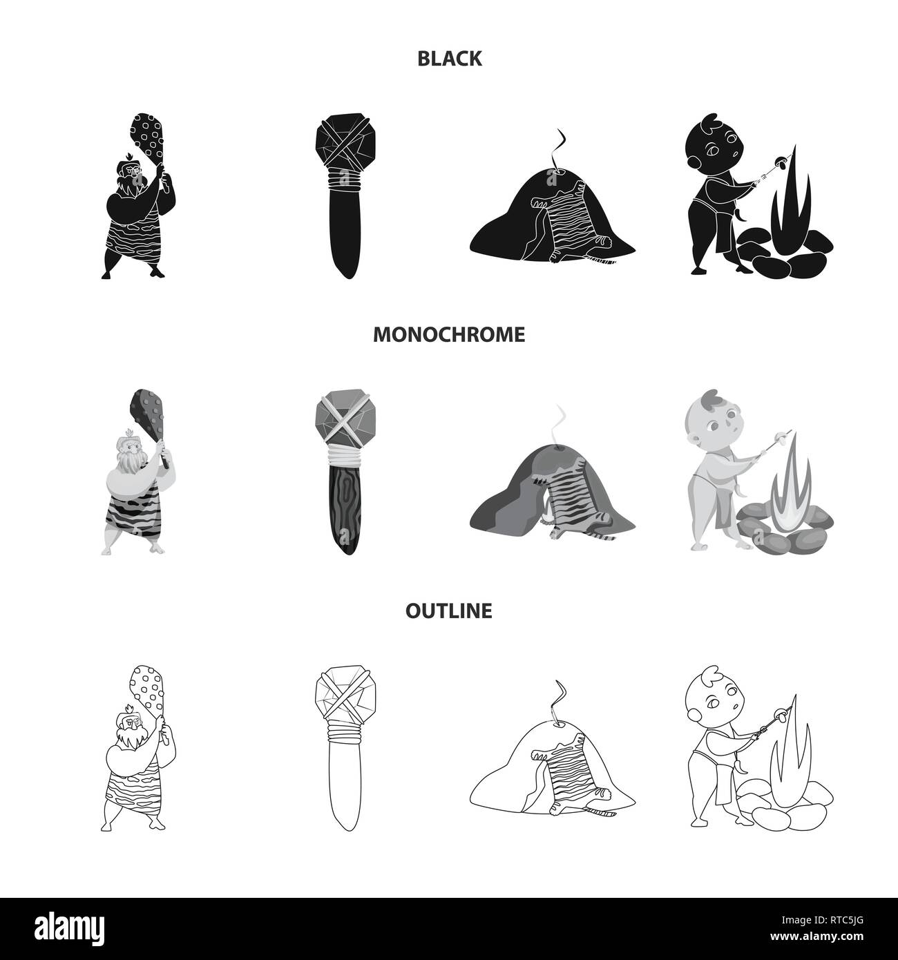 Isolated object of evolution and prehistory sign. Set of evolution and ...