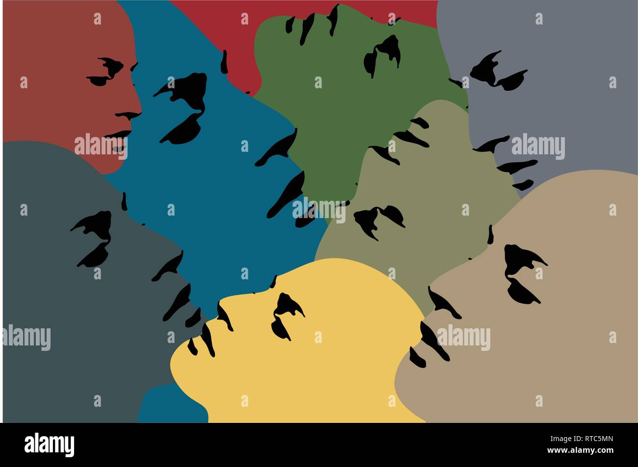 Collage - Human heads - Vector Illustration - Printable, editable ...