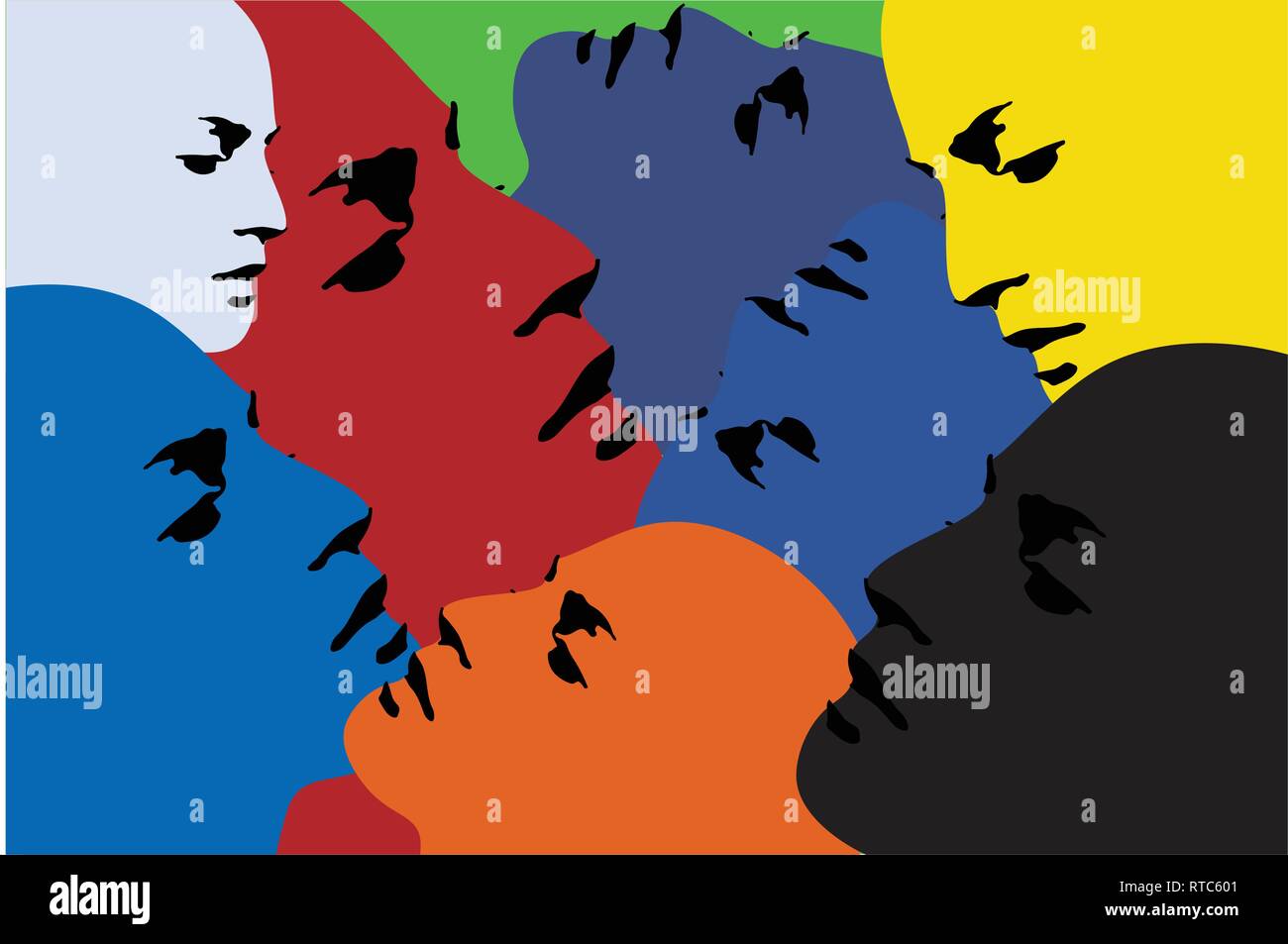 Collage - Human heads - Vector Illustration - Printable, editable ...