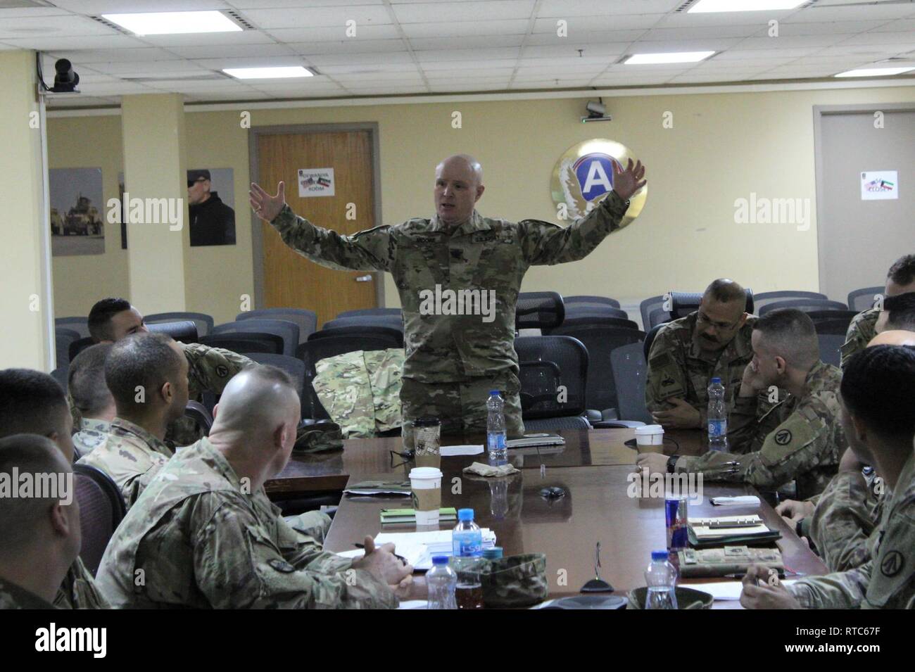 Col. Michael T. Moore, 595th Transportation Brigade commander, speaks ...