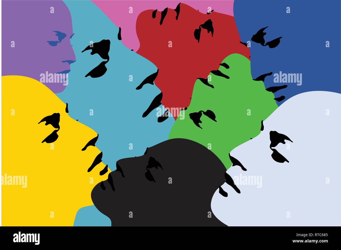 Collage - Human heads - Vector Illustration - Printable, editable ...