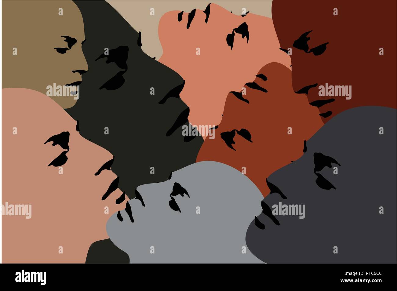 Collage - Human heads - Vector Illustration - Printable, editable ...