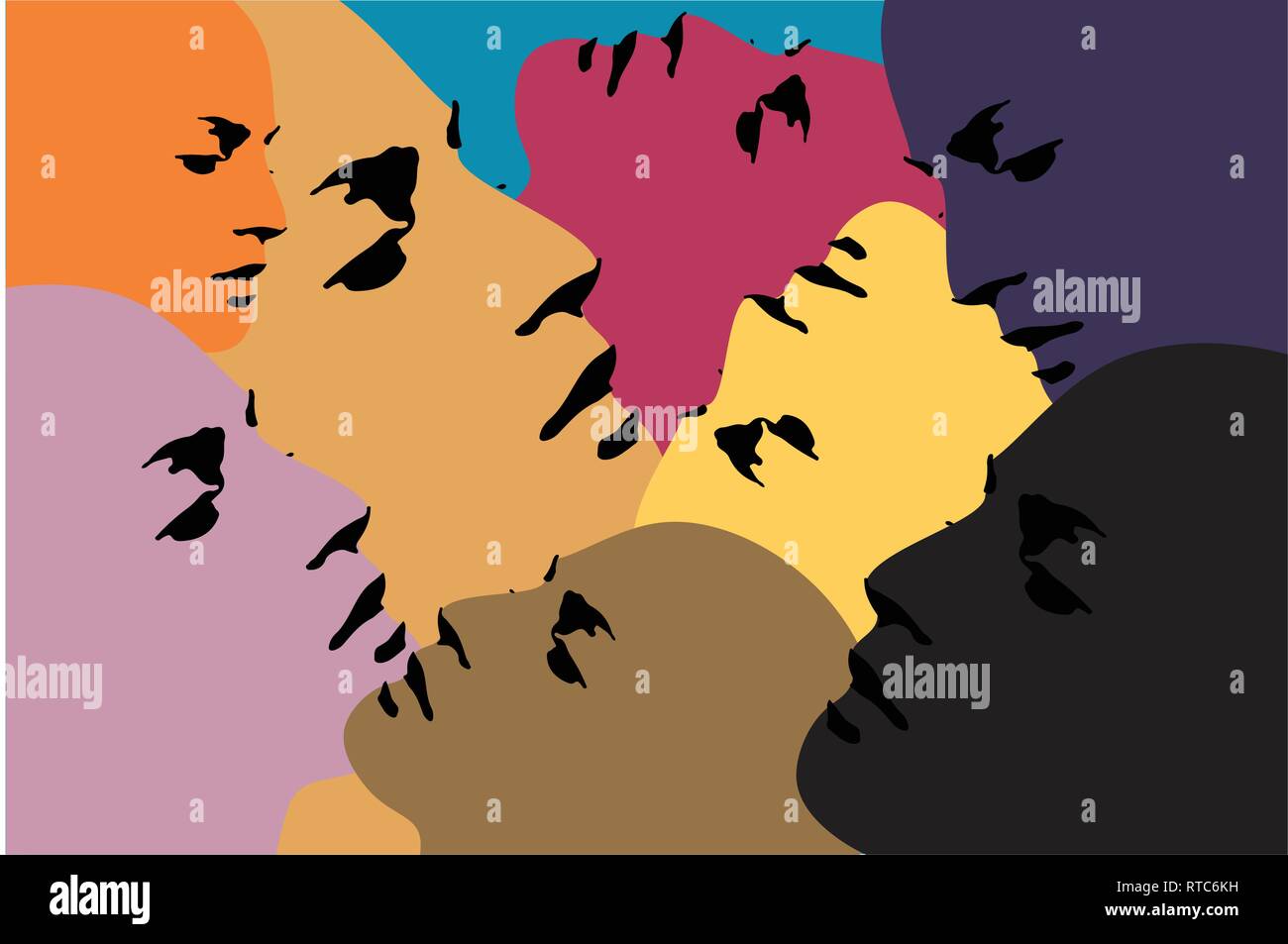Collage - Human heads - Vector Illustration - Printable, editable ...