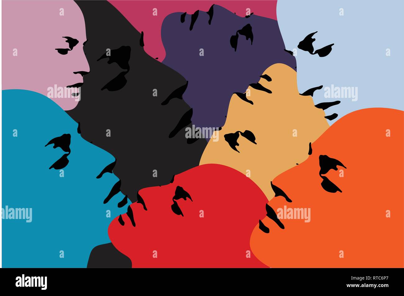 Collage - Human heads - Vector Illustration - Printable, editable ...