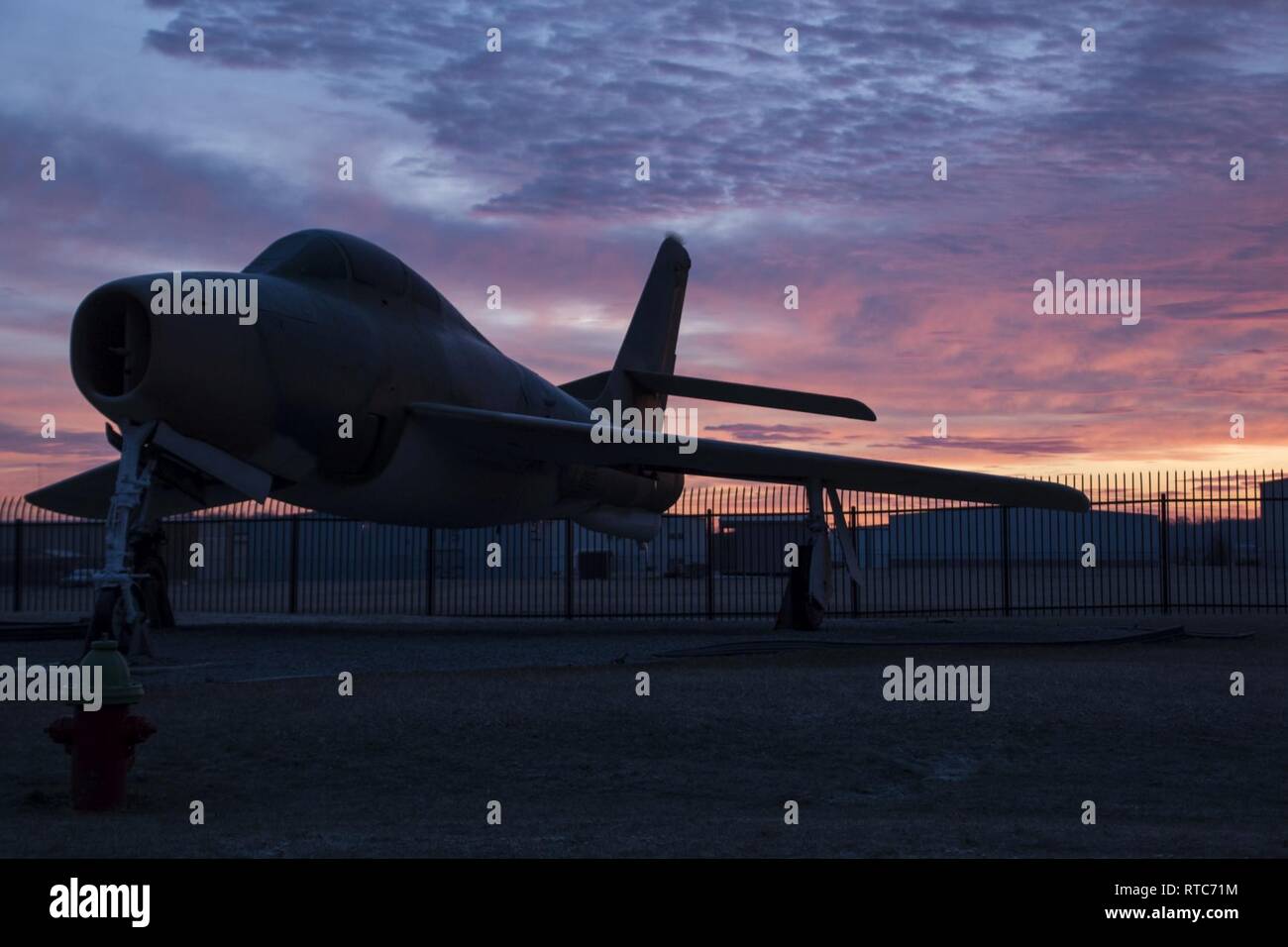 The sun rises over a Republic F-84F Thunderstreak static display Feb ...