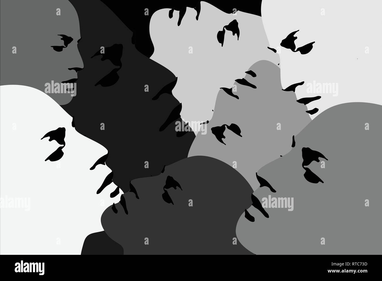 Collage - Human heads - Vector Illustration - Printable, editable ...