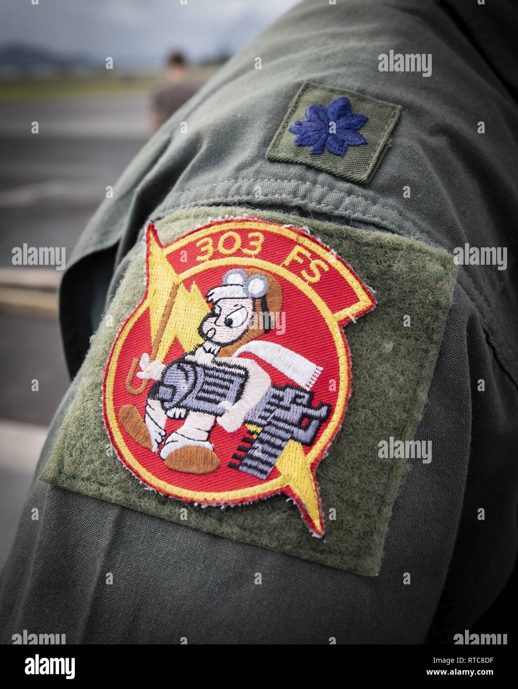 A U.S. Airmen assigned to the 442nd Fighter Wing from Whiteman Air Force Base, Missouri ...