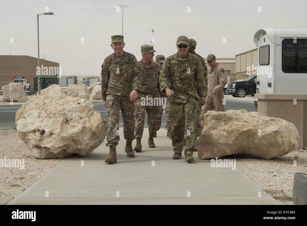 U.S. Gen. Mike Holmes, commander of Air Combat Command, and Brig. Gen. Jason Armagost, 379th Air ...