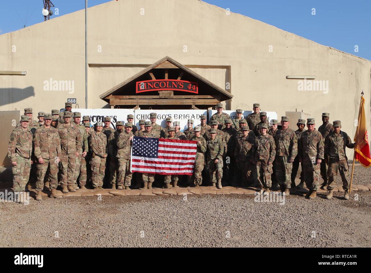 108th Sustainment Brigade Soldiers of Task Force Lincoln take a moment ...