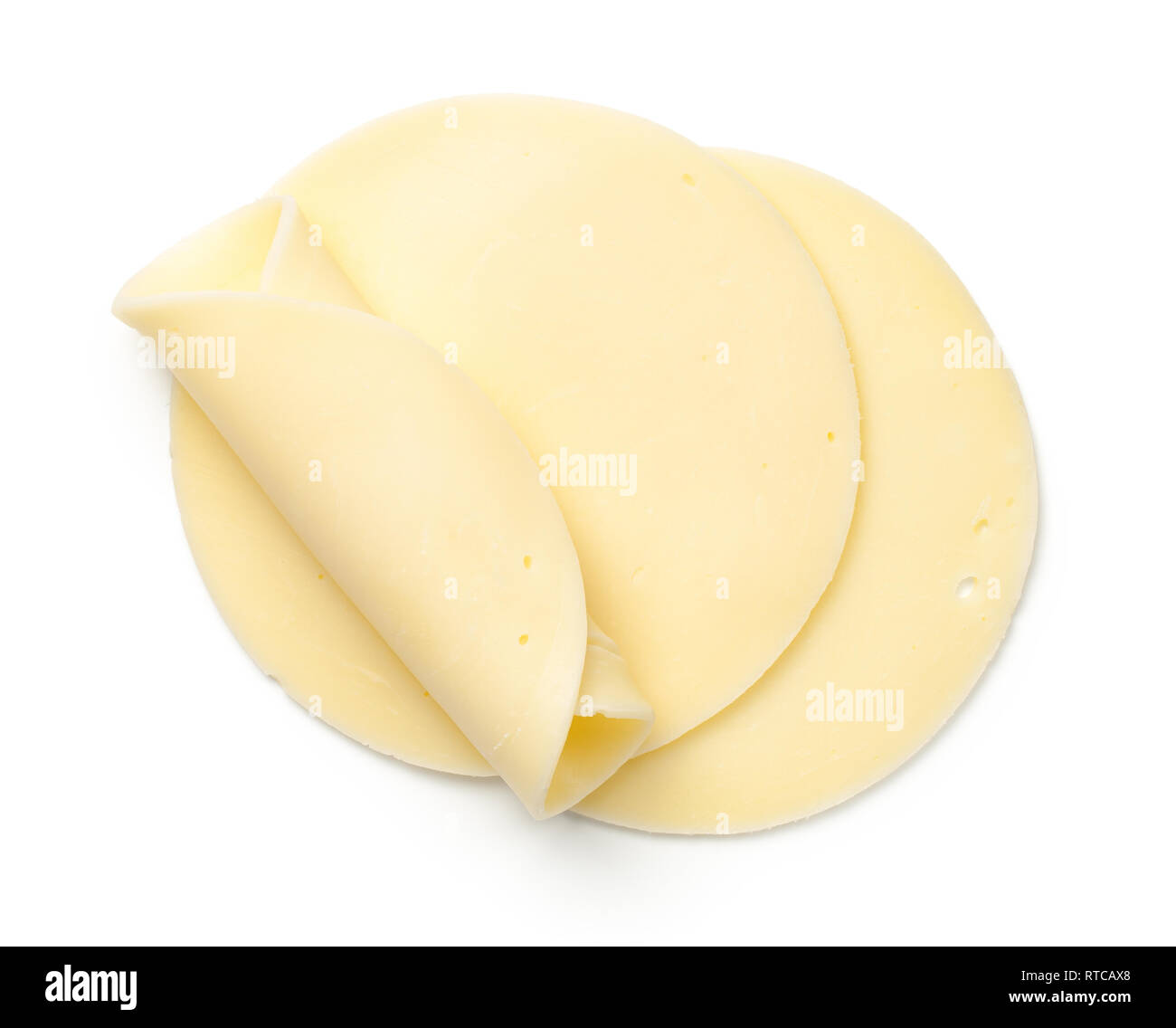 Mozzarella cheese slices isolated on white background. Top view Stock ...