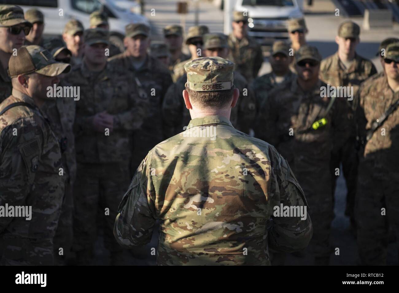 Lt. Gen. Richard Scobee, Air Force Reserve commander, speaks to members ...