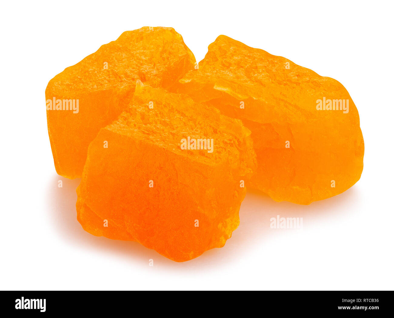 sliced dried apricot cubes path isolated Stock Photo - Alamy