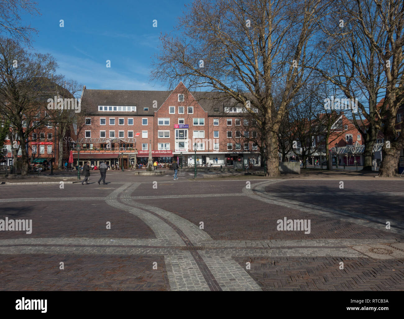 Square and cafe etc. Emden, East Frisia, Lower Saxony. Germany Stock ...