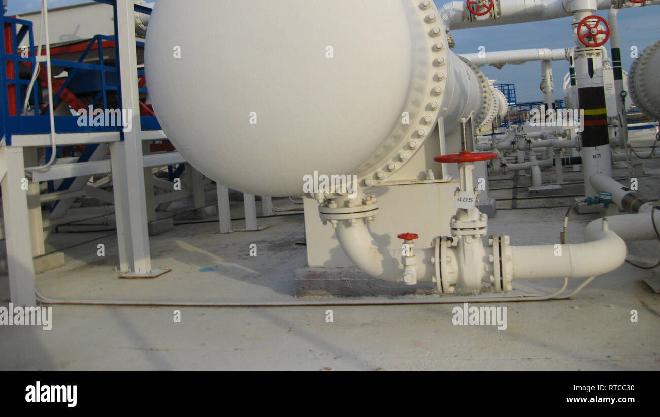 The oil refinery. Equipment for primary oil refining Stock Photo - Alamy