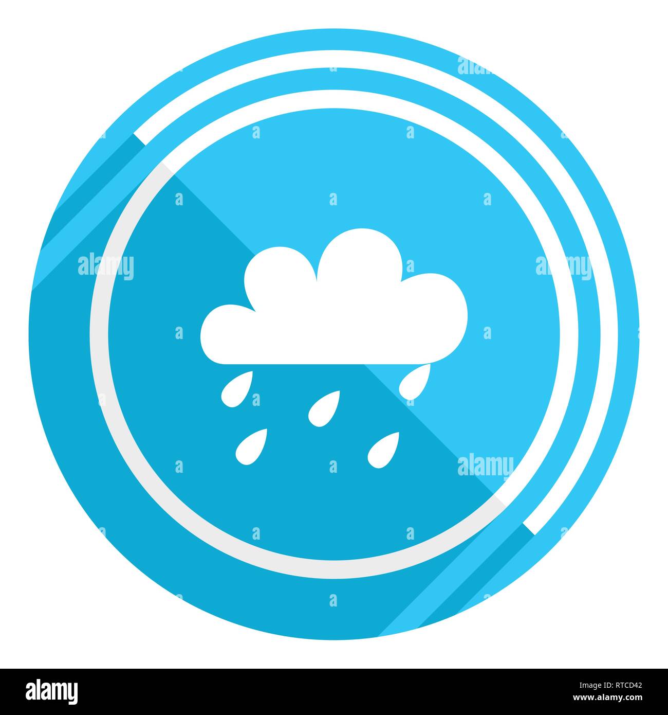 Rain flat design blue web icon, easy to edit vector illustration for ...