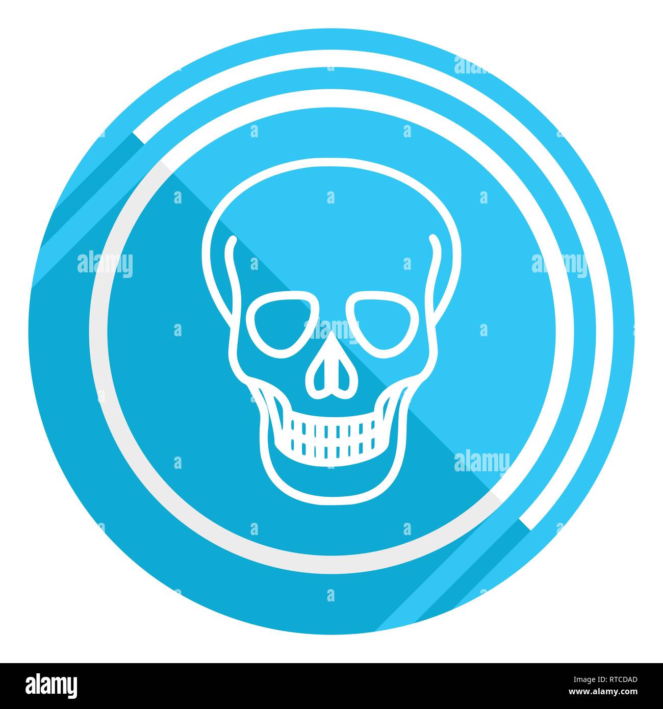Skull flat design blue web icon, easy to edit vector illustration for ...