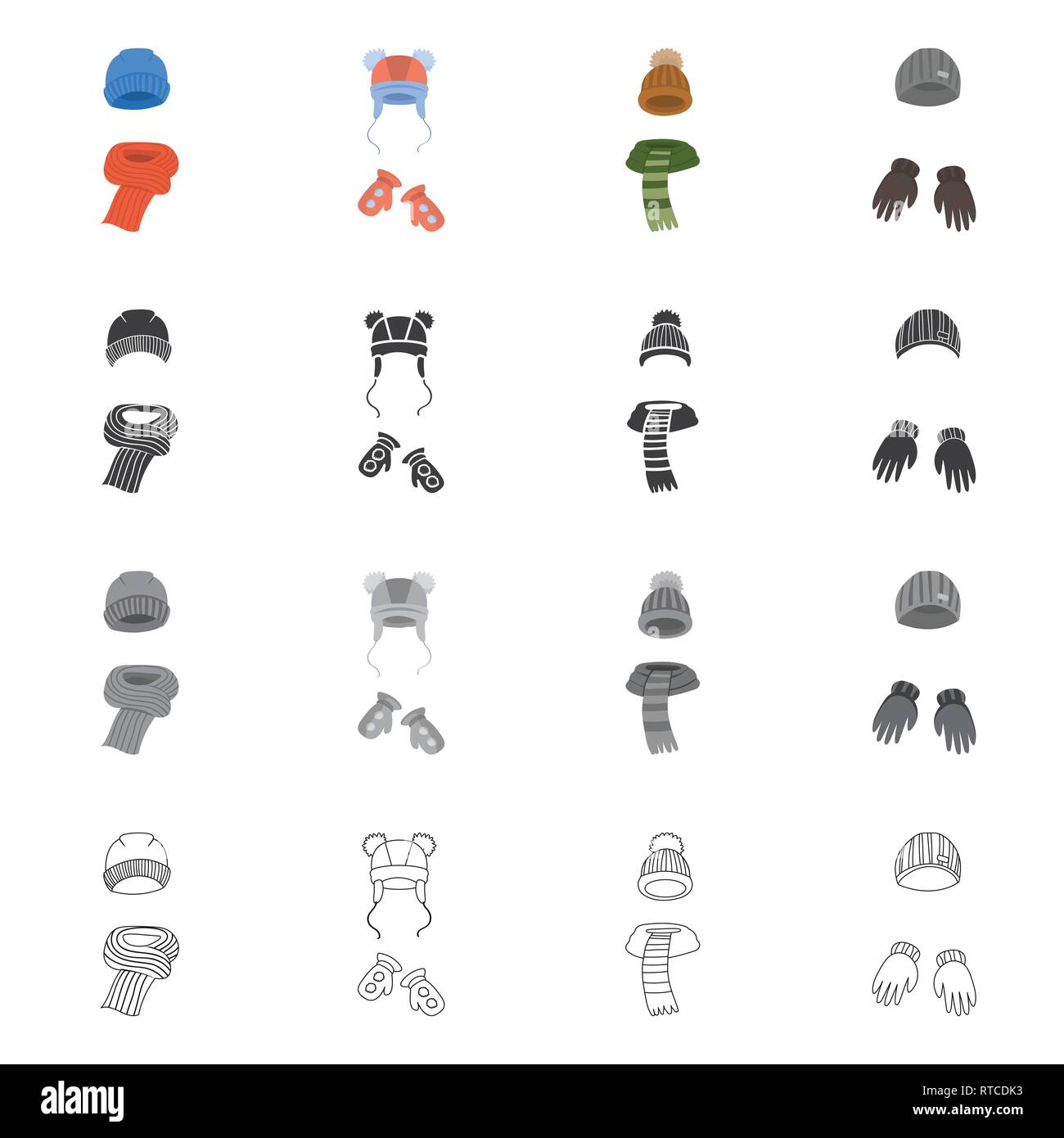 Vector design of clothes and texture symbol. Set of clothes and weather ...