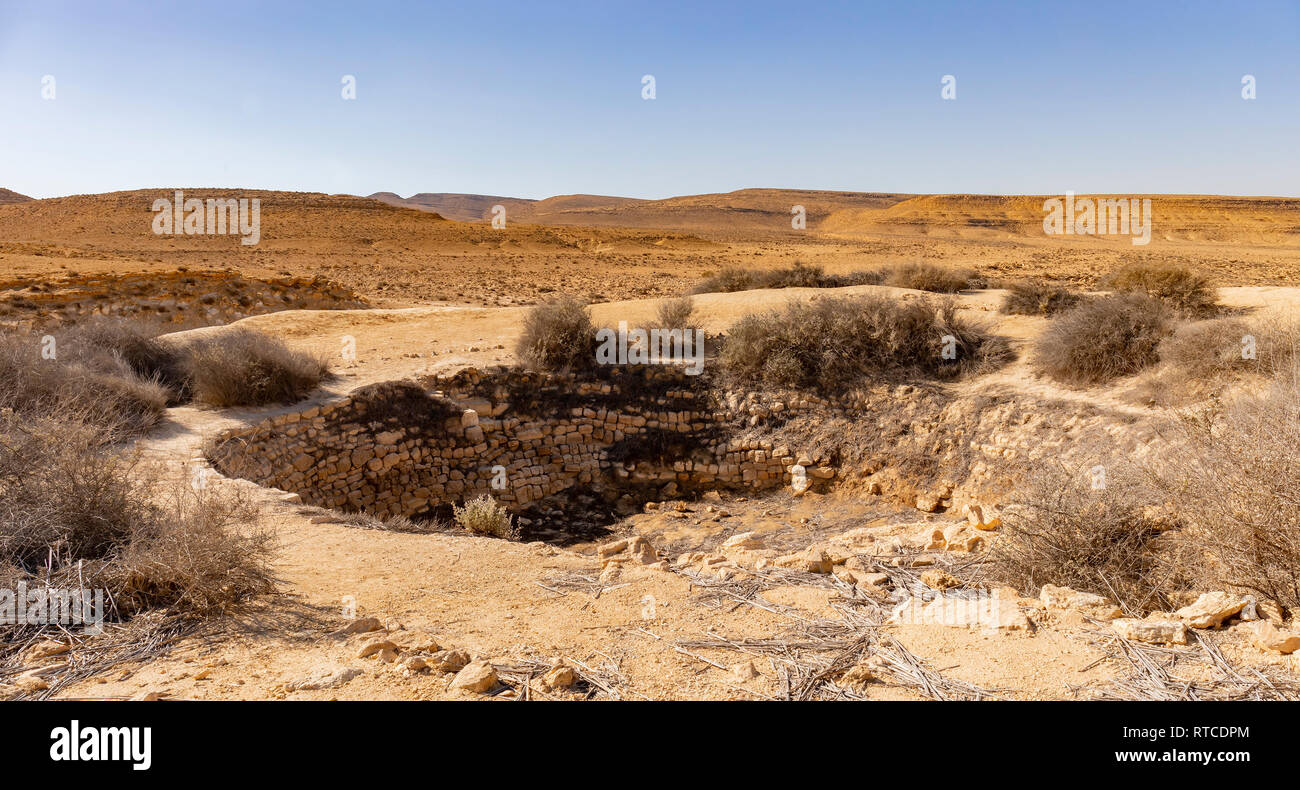 An ancient nabataean water reservoir in the Negev desert, in southern ...