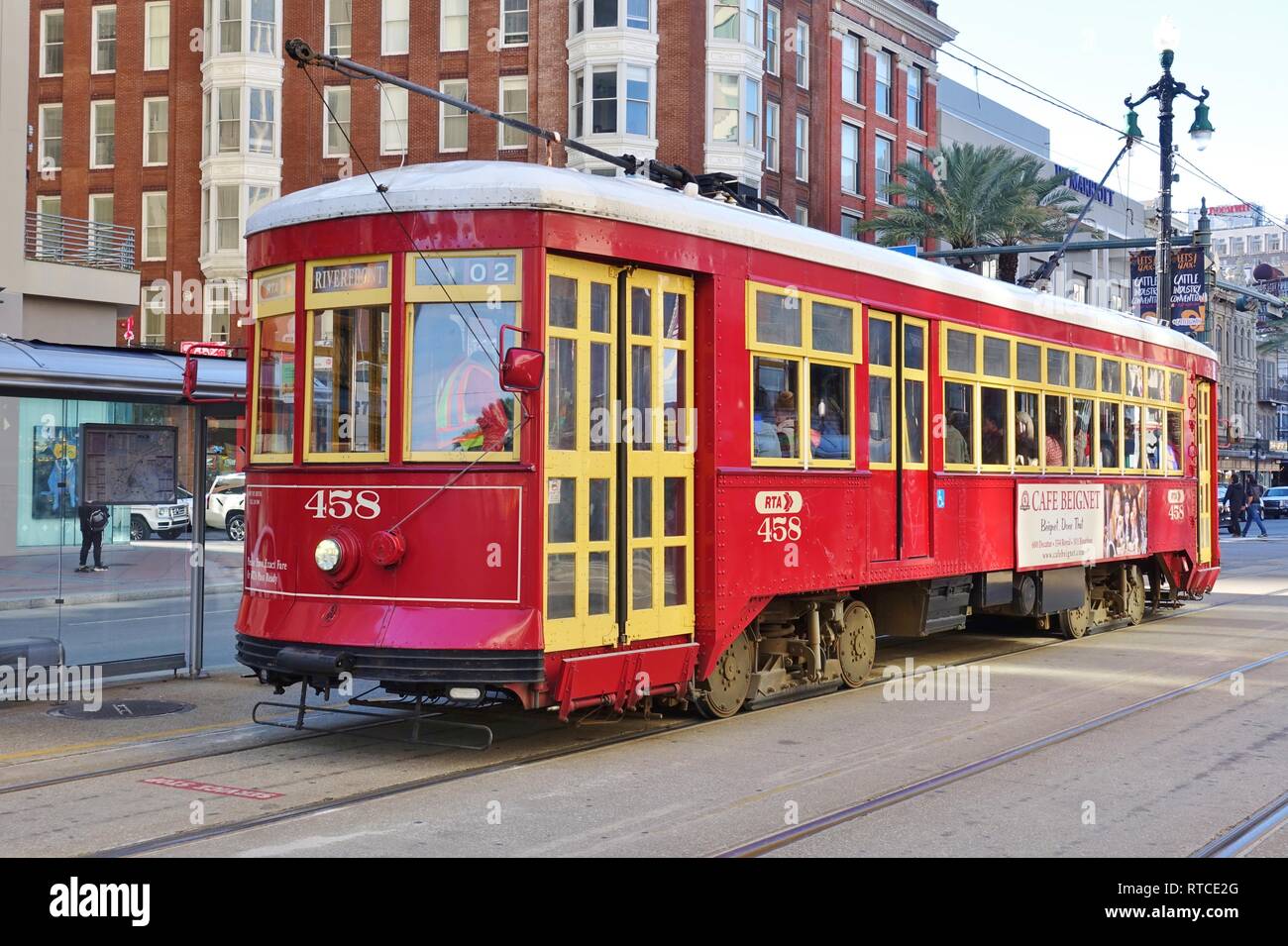 NEW ORLEANS, LA -26 JAN 2019- View of an old streetcar in New Orleans ...