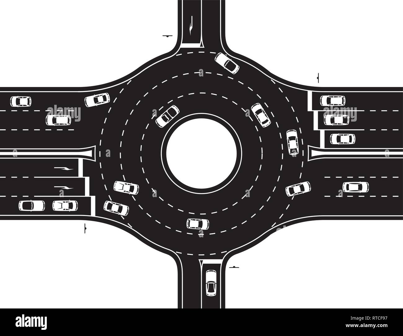 Circular junction of highway and road - vector illustration Stock ...