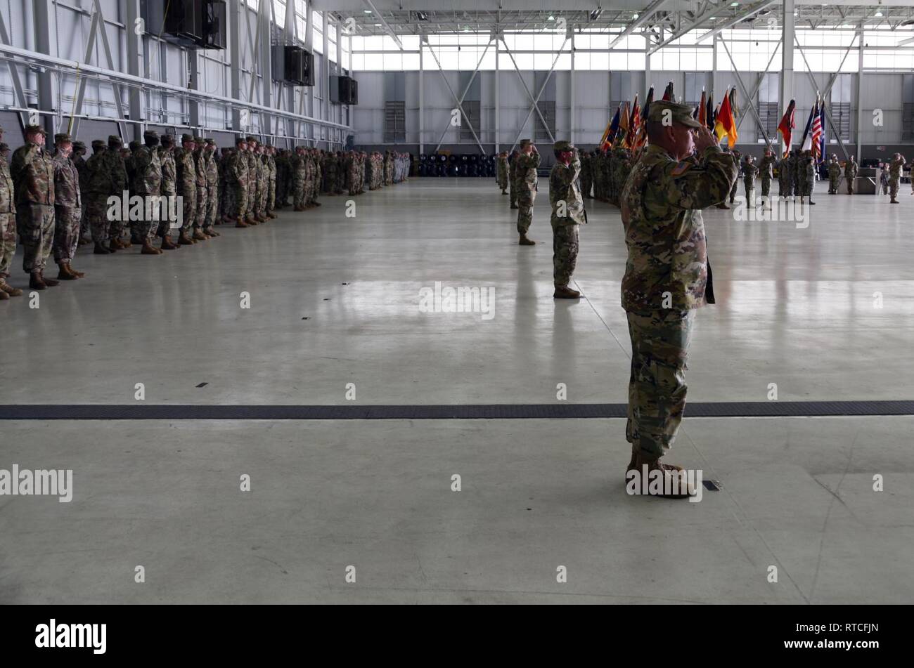 South Carolina Military Department members stand in formation during ...