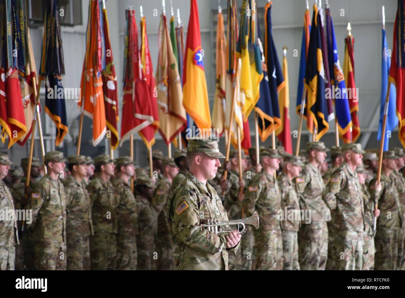 South Carolina Military Department members stand in formation during ...