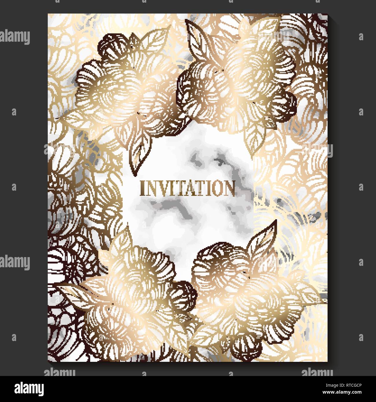 Luxury and elegant wedding invitation cards with marble texture and ...