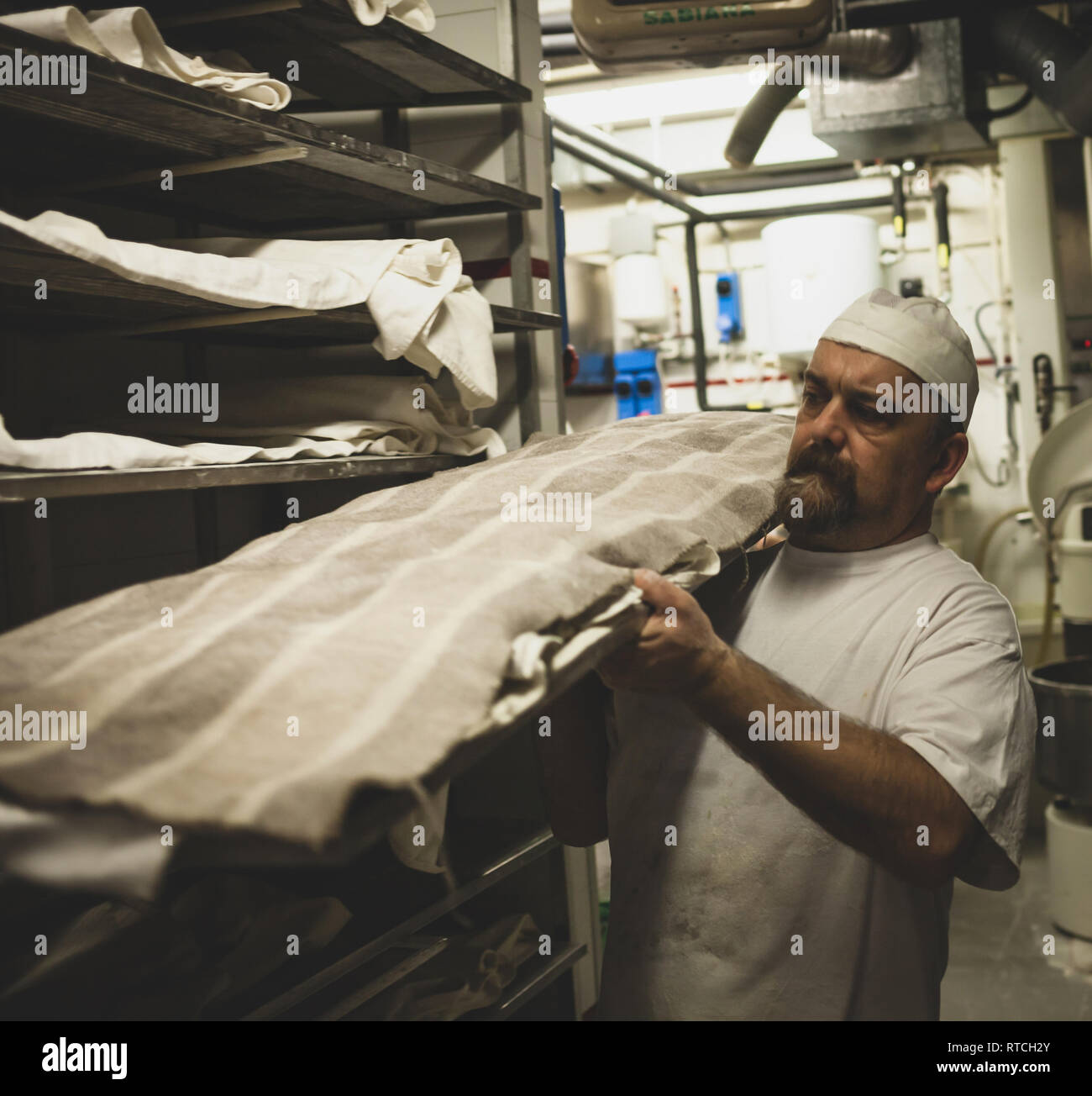 Daily production of bread baked with wood oven with traditional method ...