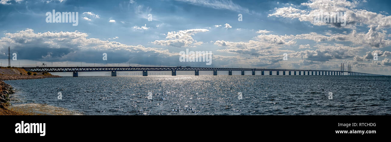 An image of the 'oresundsbron' the bridge that connects Sweden with ...