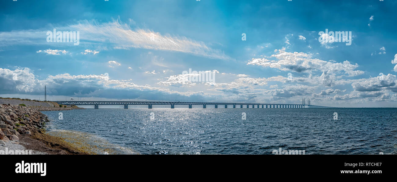 An image of the 'oresundsbron' the bridge that connects Sweden with ...