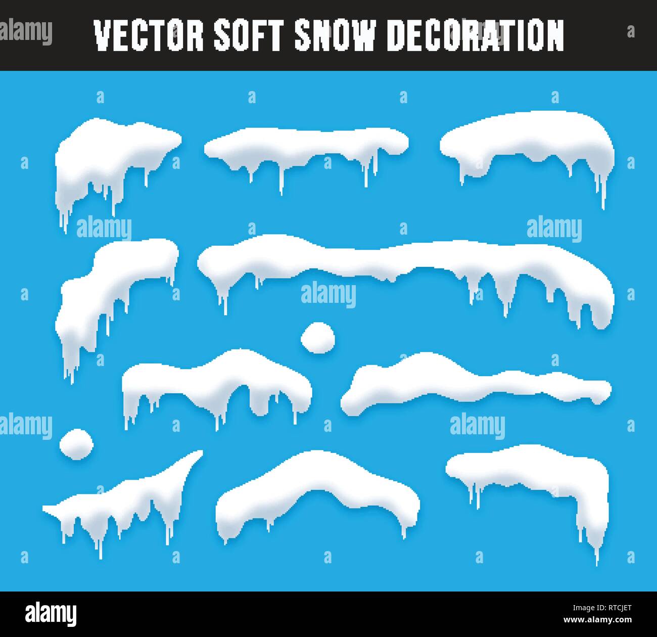 Snow caps, snowballs and snowdrifts set. Snow cap vector collection ...