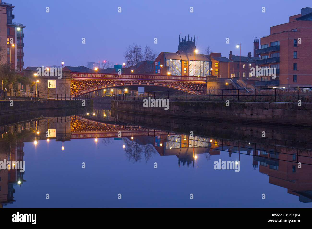 Reflections in the River Aire of Crown Point Bridge in Leeds Stock ...