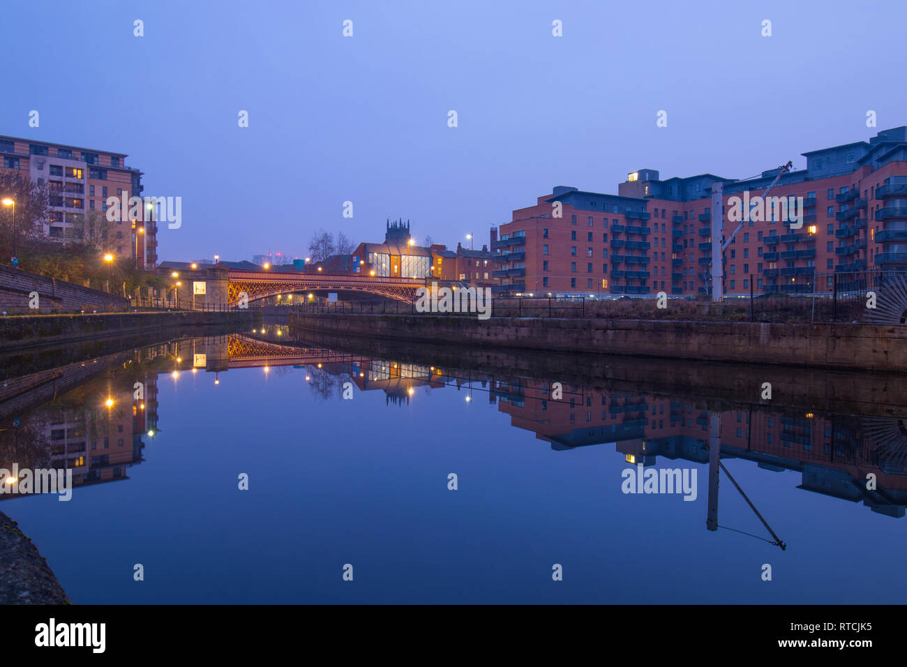 Reflections in the River Aire of Crown Point Bridge in Leeds Stock ...