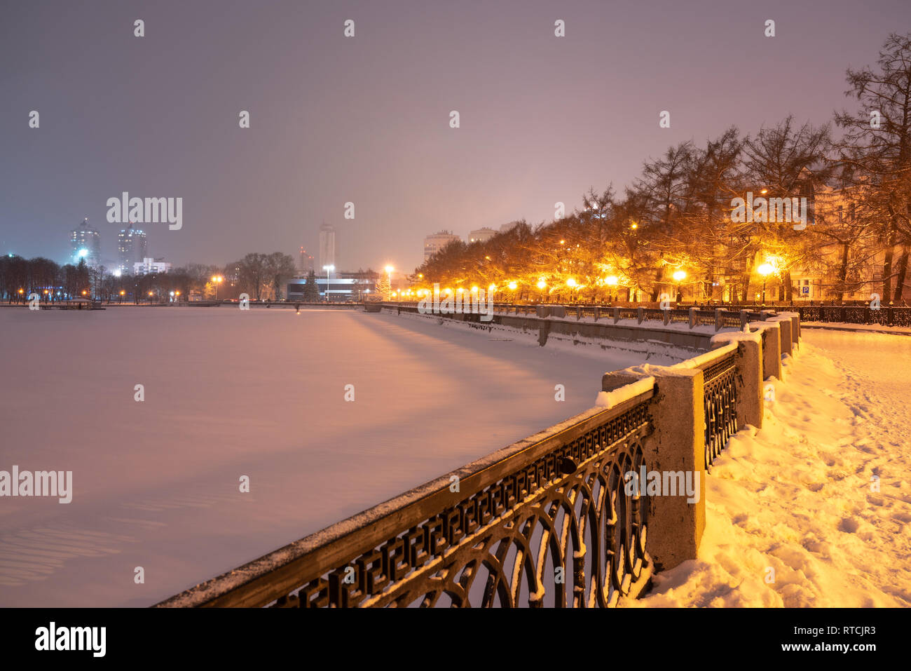 Frozen Pond At Night