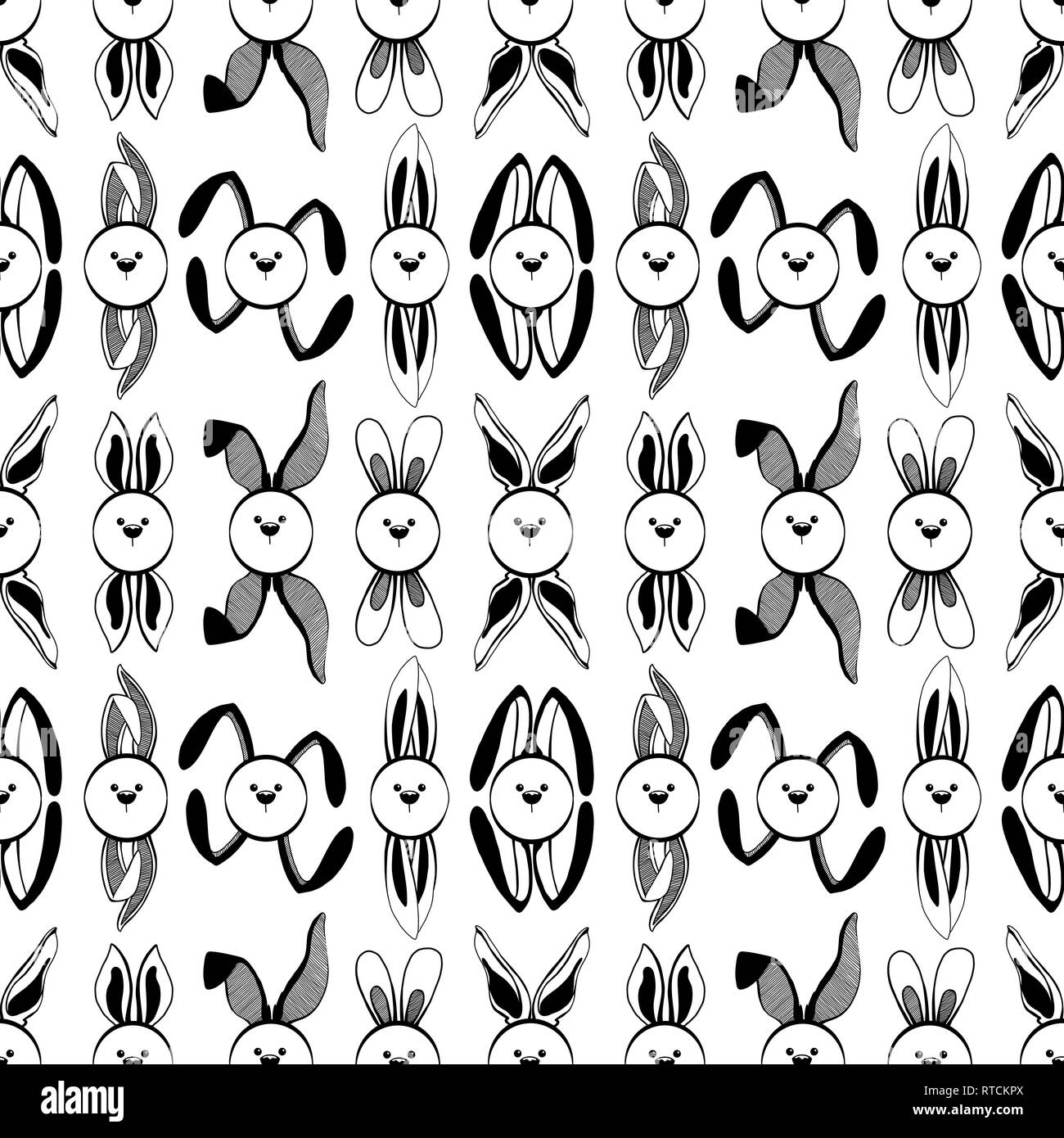 Seamless pattern with different rabbit ears. Easter pattern Stock ...