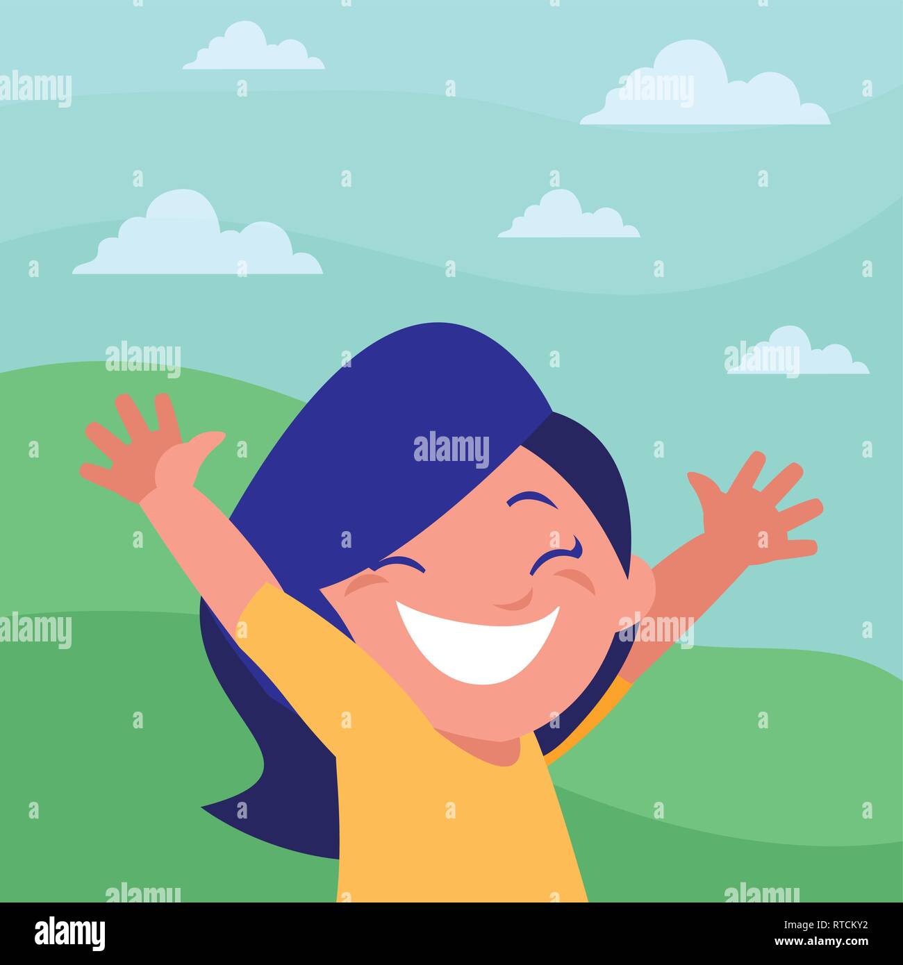 happy little girl in the camp vector illustration design Stock Vector ...
