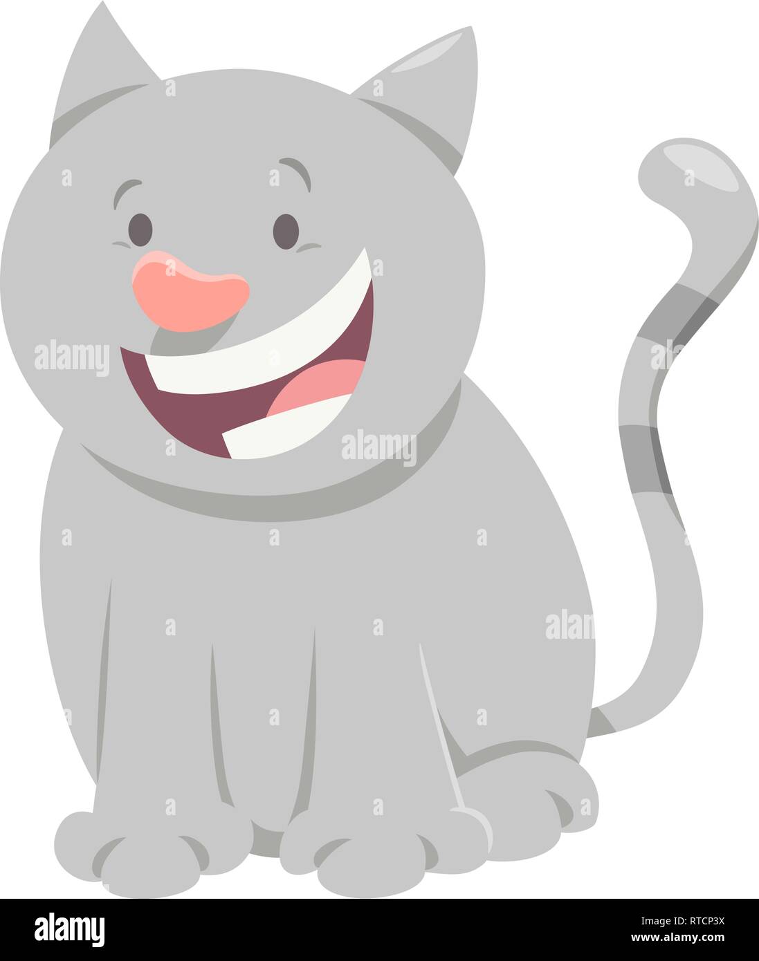 Cartoon Illustration of Cute Gray Cat or Kitten Animal Character Stock ...